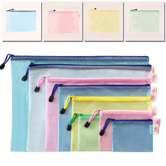 A3/A4/A5/A6 GRID TRANSPARENT Zipper Pouch Bag Stationery File Folders ...