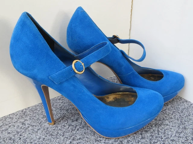 CARVELA ROYAL BLUE Suede Heels 5 Inch With Platform Size 40 Uk 7 Free ...