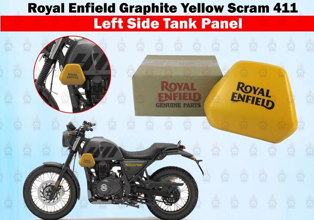 ROYAL ENFIELD &GRAPHITE Yellow Scram 411 Tank Panel With Sticker Left ...