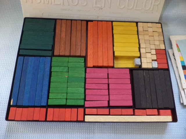 ORIGINAL 1965 Cuisenaire Wooden Counting Rods in plastic box Plus ...