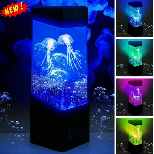 JELLYFISH NEON ELECTRIC LED Mood Aquarium Desk Home Bedroom Decor USB ...