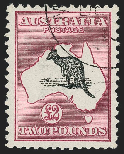 KANGAROO AUSTRALIAN STAMPS 1913 1st WMK £2 Pound Black & Rose ‘CTO’ DE ...