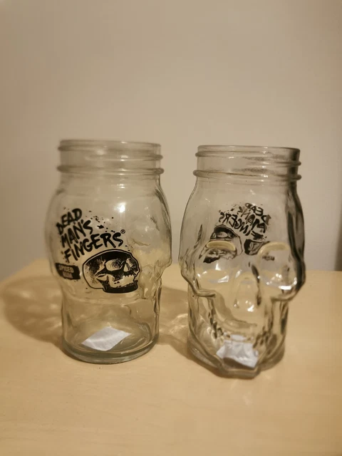 2 X DEAD Mans Fingers Spiced Rum Skull Glasses - Pub Bar Home Two Pair ...
