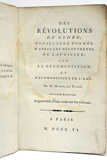 MOREL DE VINDE (Charles Gilbert). Des Révolutions du Globe. Conjecture ...
