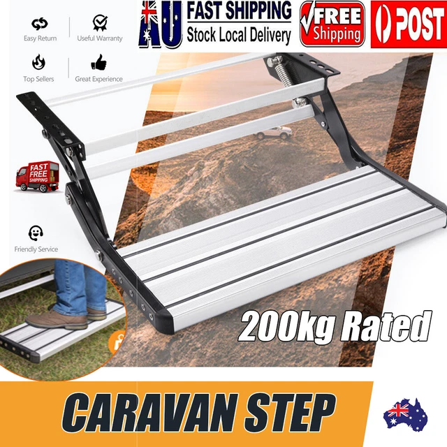 ALUMINIUM CARAVAN STEP 200KG Pull Out Step Folding Camper Trailer ...