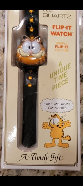 NOS VINTAGE GARFIELD The Cat Flip It Watch LCD Quartz Jim Davis ...