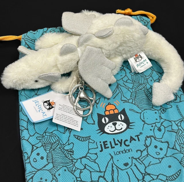 JELLYCAT FLUFFY COLLECTIBLE Snow Dragon Bag Charm Plush Cuddly Toy Key ...