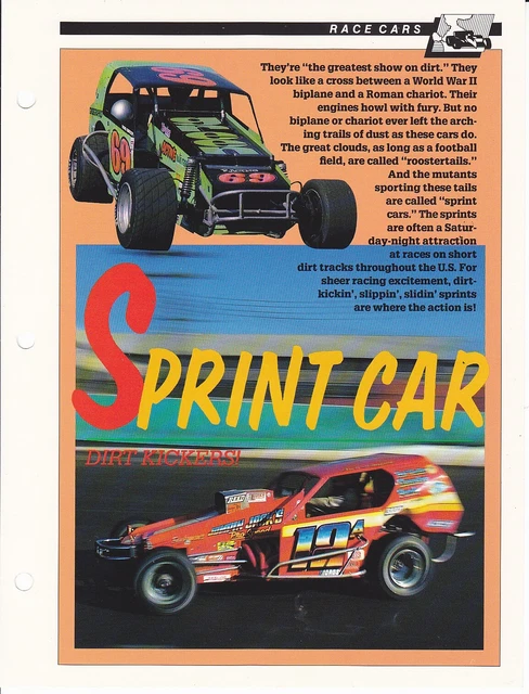 VINTAGE 1980'S SPRINT Car Racing (Dirt Modified Pics) Spec Sheet Fact ...