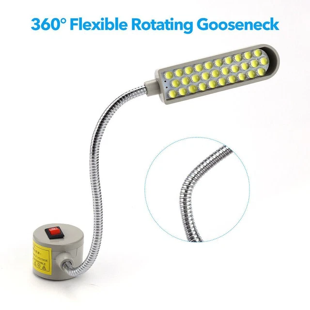 LED LAMP WITH Magnetic Base White EU PLUG 30 LED Gooseneck Sewing ...