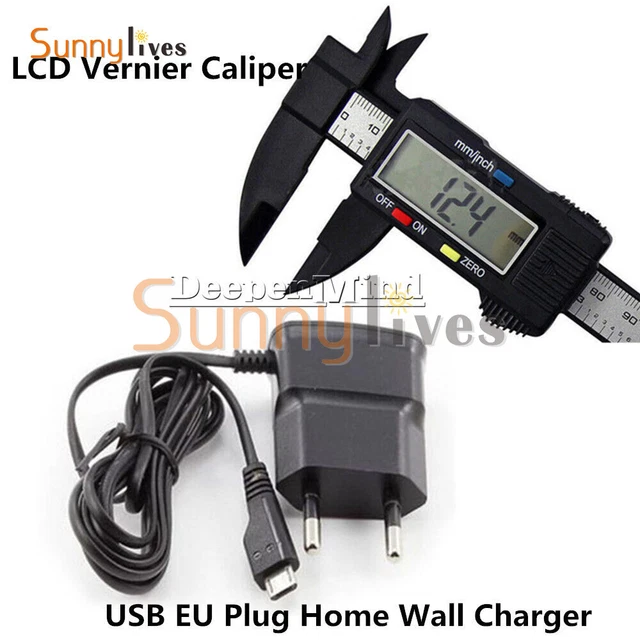 LCD DIGITAL ELECTRONIC Carbon Fiber Vernier Caliper+5V Micro USB EU ...