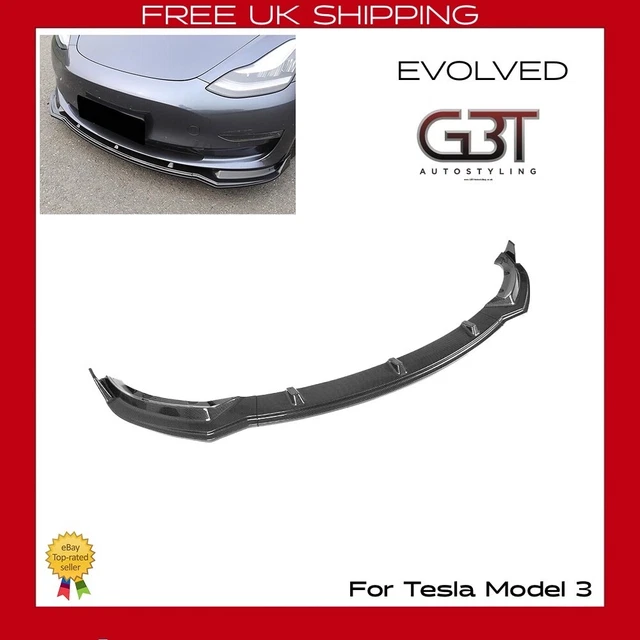 FRONT LIP FOR Tesla Model 3 Front Bumper Splitter Lip Carbon Fibre Look ...