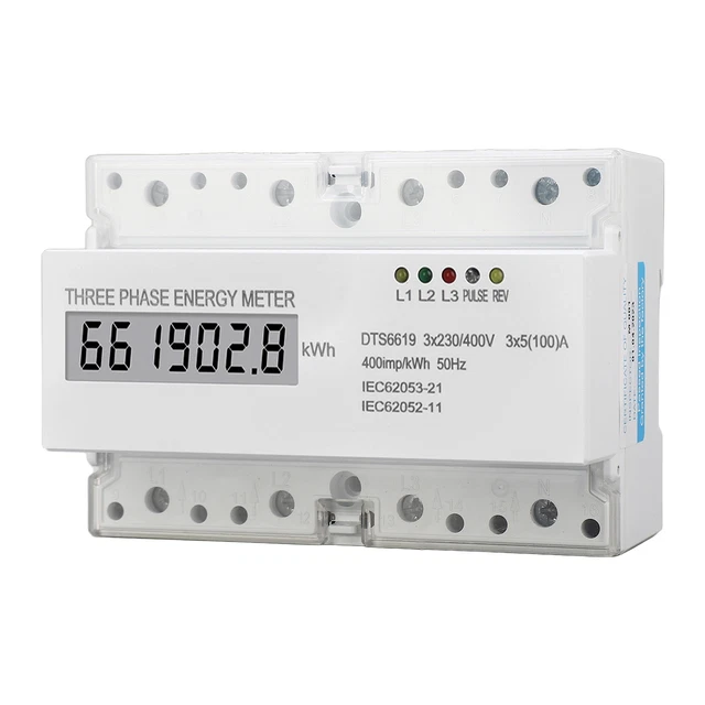 3 PHASE ENERGY Meter 3 Phase Energy Meter LCD Display 230V 400V 5-100A ...