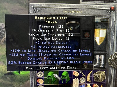 D2R DIABLO 2 Resurrected Shako +2 To All Skill Hat +50%Mf Pc&Ps4/5&xbox ...