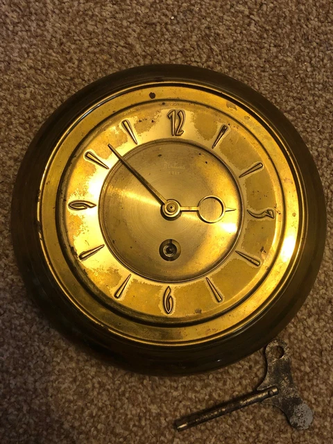 RARE VINTAGE ART Deco Bentima 8 Day Mechanical Wind Up Brass Wall Clock ...