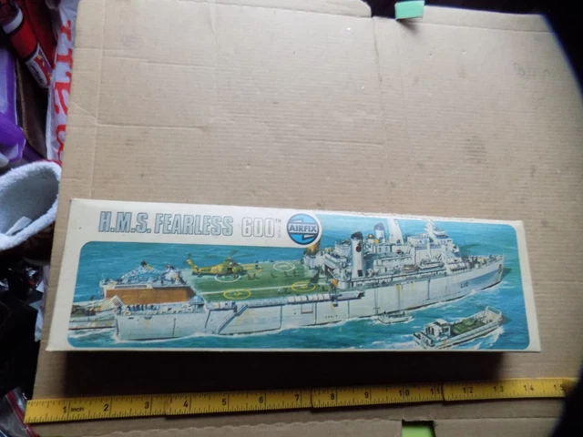 VINTAGE BOXED 600 scale Airfix Model , HMS Fearless, Part Built spares ...