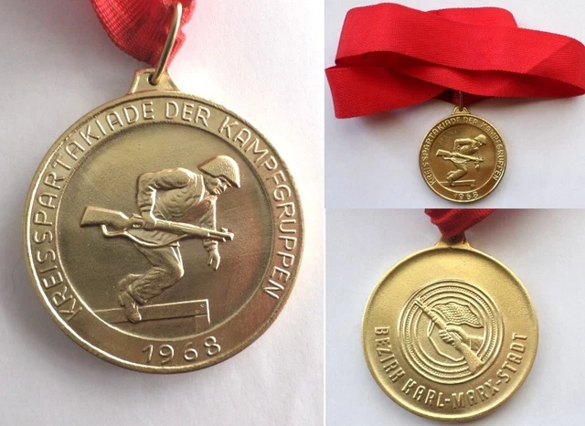 DDR KAMPFGRUPPEN 1968 Medaille Karl-Marx-Stadt (Soldat in Uniform m ...