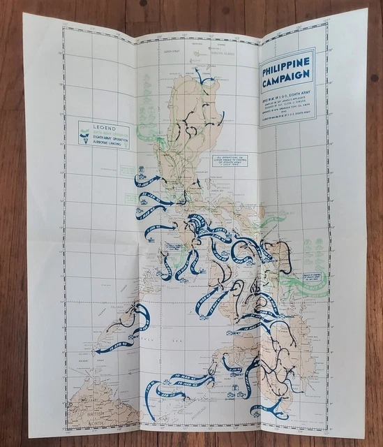 1945 PHILIPPINE CAMPAIGN 1944/1945 Eighth Army Original WW2 Map £372.70 ...