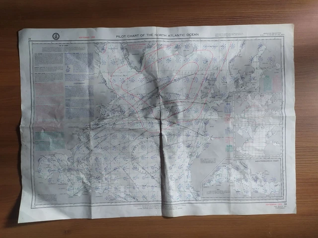 VINTAGE 1984 US Navy North Atlantic Pilot Chart Map - Authentic ...