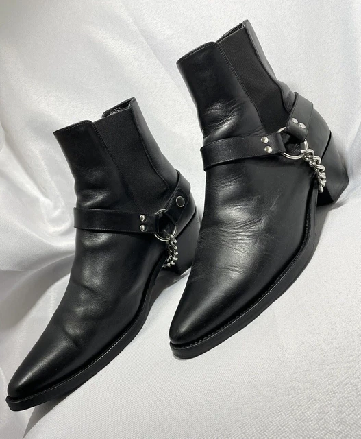CELINE BY HEDI Slimane Boots Camargue Chain Harness Heel Biker Chelsea ...