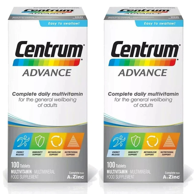 2 X CENTRUM Advance Multivitamin Tablets - Packs of 100 - 06/2025 ...