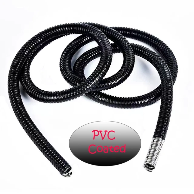 BLACK FLEXIBLE CONDUIT Tube PVC Coated Liquid-Tight Stainless Steel ...