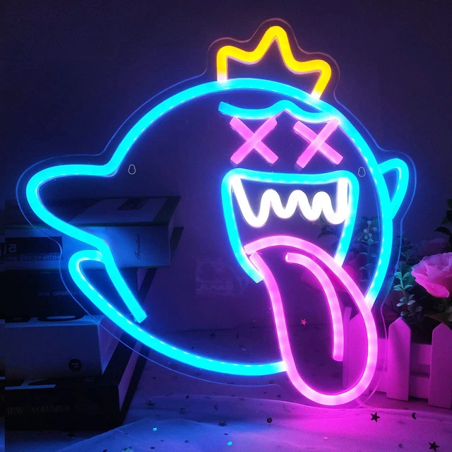 LARGE BRIGHT ACRYLIC LED Ghost Cats Alien Sign Neon Hang Display Window ...