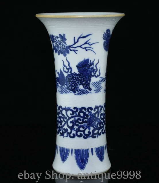 9'' OLD CHINESE Ming Dynasty Blue White Porcelain Kylin Phoenix ...