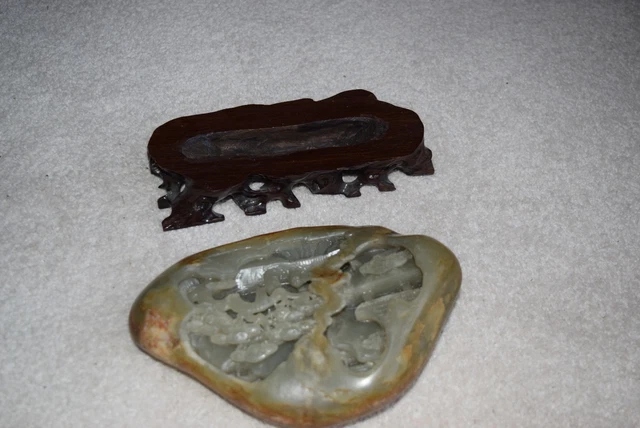 CHINESE JADE MOUNTAIN with wooden bottom 8 inches width. £700.88 ...