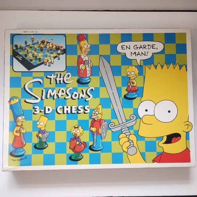 THE SIMPSONS 3-D Chess Set Vintage Board Game Classic 3D Retro Complete ...