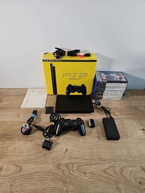 PLAYSTATION 2 PS2 Slim Console Boxed 1 Controller 10 Games Memory Card ...