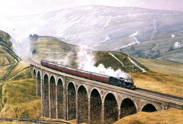 LONDON MIDLAND SCOTTISH Train Crosses Arten Gill Viaduct Mounted ...