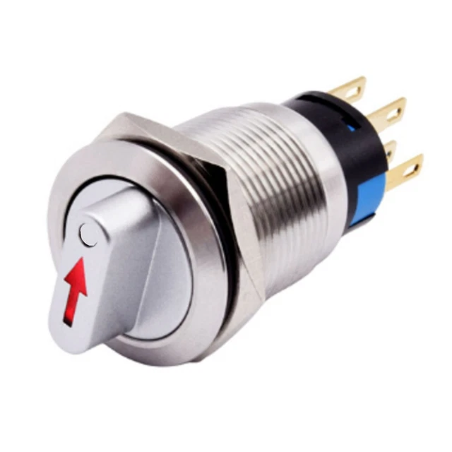 HEAVY DUTY 19MM Latching Push Button Switch Stainless Steel 2NO2NC 12 ...