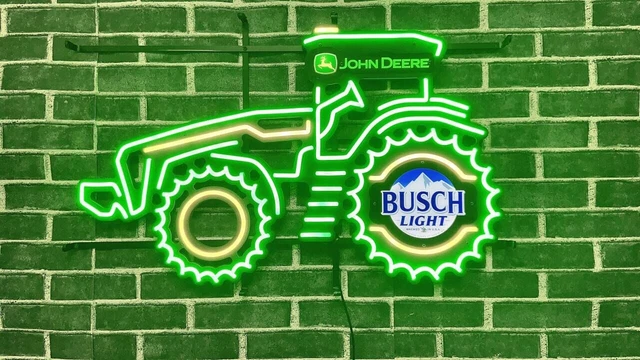 NEW JOHN DEERE Farmer Tractor Busch Light LED Neon Sign Light Lamp With ...