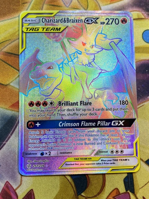 POKEMON CHARIZARD & Braixen GX Full Art S&M Cosmic Eclipse 251/236 comme neuf dans sa boîte EUR ...