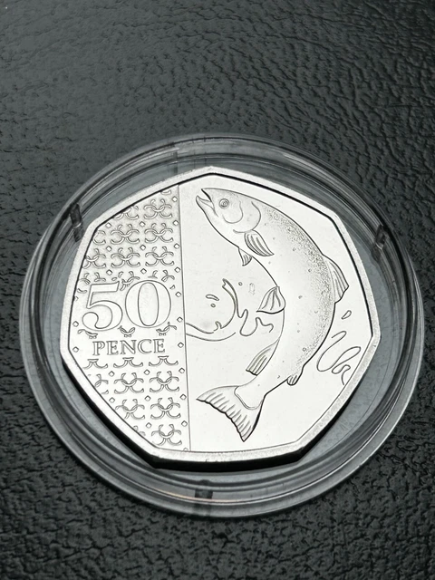 2024 SALMON 50P Fifty pence Coin Brilliant Uncirculated UK Royal Mint ...