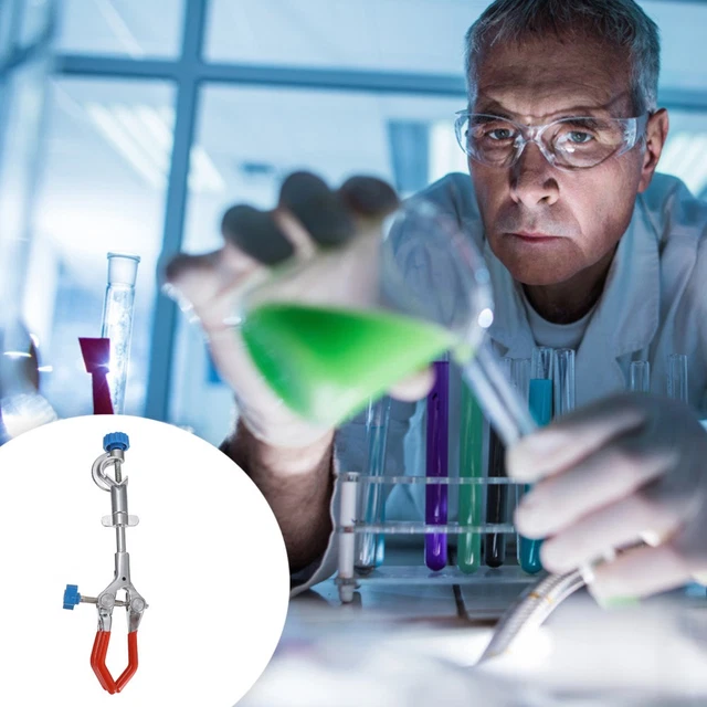 LAB BEAKER CLAMPS Chemistry Equipment Condenser and Laboratory Flask ...