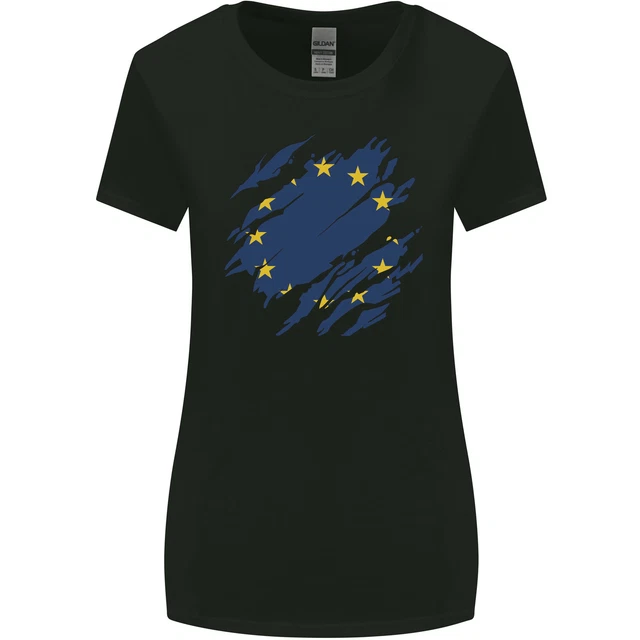 DRAPEAU DE L'UE Drapeau De L'Union Européenne Football T-Shirt Femme ...