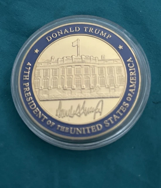 TRUMP WHITE HOUSE CHALLENGE COIN 2025 INAUGURATION +WOOD BOX REPUBLICAN ...