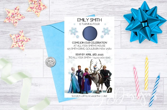 CUSTOM MADE SCRATCH Off Disney's Frozen Birthday Invitations $1.50 ...