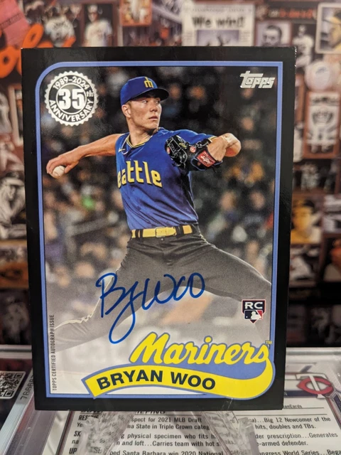 2024 TOPPS SERIES 1 Bryan Woo Rookie #89BA-BWOO su carta auto nero ...