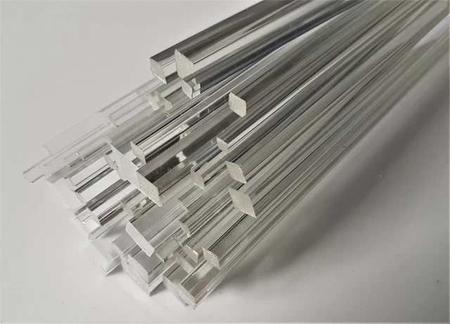 SQUARE ACRYLIC ROD Bar Solid Clear Plastic 2mm 3mm 4mm 5mm 6mm 8mm 10mm 12mm £4.47 - PicClick UK