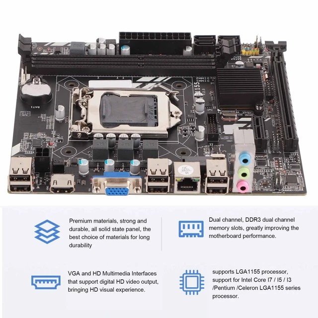 H61M MOTHERBOARD 1155 Pin DDR3 Dual Channel Quad Core VGA HD Multimedia ...