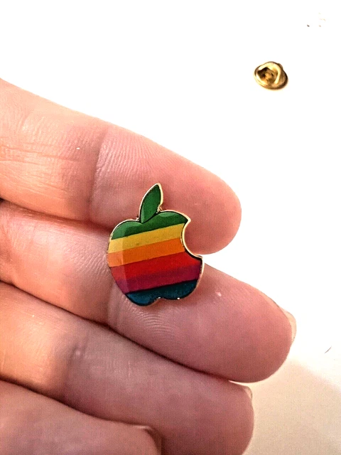 VINTAGE 80'S MACINTOSH Rainbow Apple Logo Enamel Tac Lapel Pin Mini ...