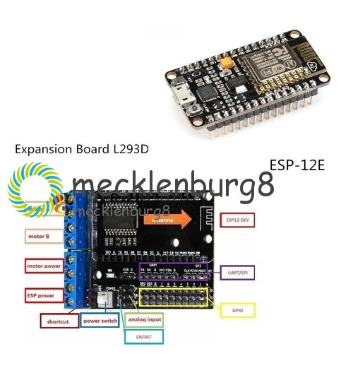 LUA NODEMCU ESP8266 CP2102 Development Board &L293D ESP-12E Wifi Motor Drive EUR 4,17 - PicClick DE