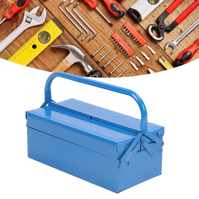 CANTILEVER METAL TOOL Box Folding Tool Organizer 3 Tray Storage For ...
