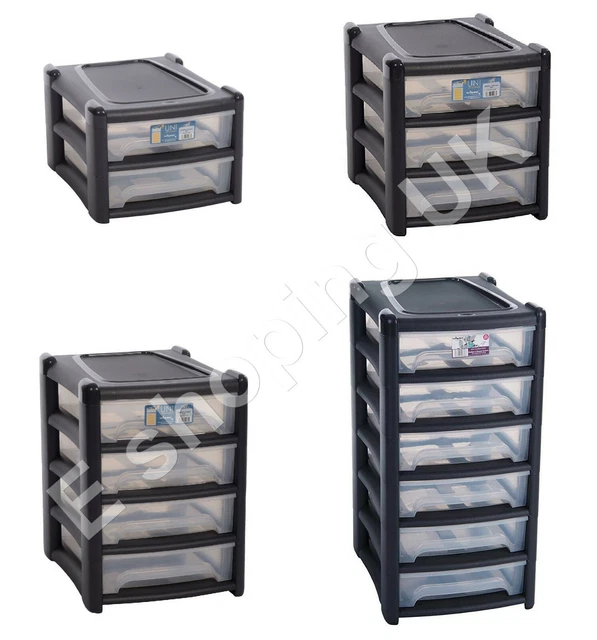 PLASTIC STORAGE DRAWERS A4 Size Home Office Tower Unit Organizer Tidy ...
