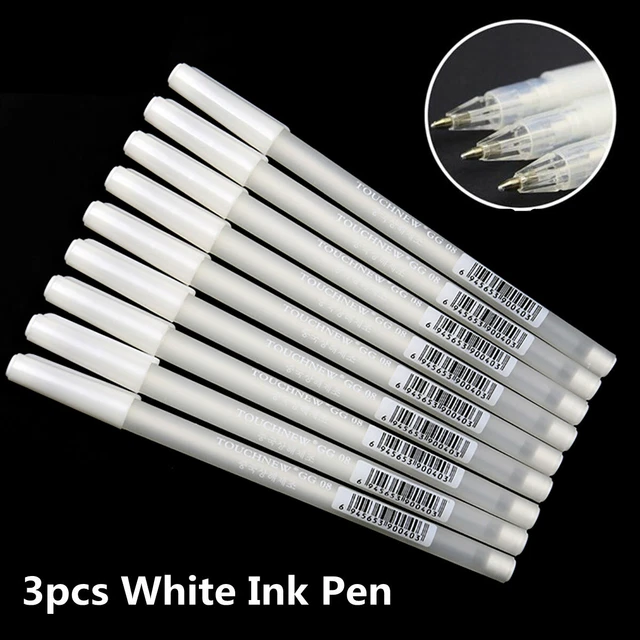 3X WHITE GEL Ink Marker Pen Drawing Art Fine- Tip Sketching-Painting ...