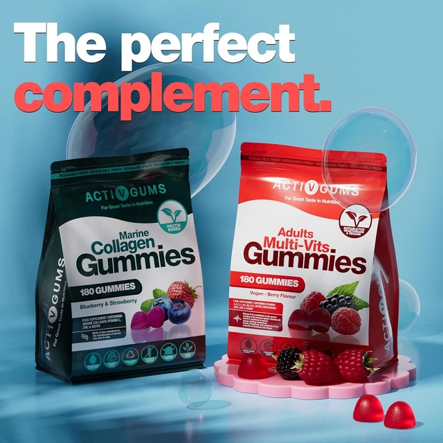 MARINE COLLAGEN COMPLEX 180 Gummies | Strawberry & Blueberry Flavour ...
