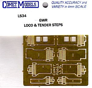 COMET MODELS LS34 GWR Loco & Tender Steps Loco Steps (Pk8) - Brass OO ...