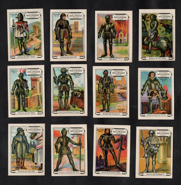MILITARY ARMOUR 12 Stamp Card Set 1930 Meurisse Chocs Army War Castle ...